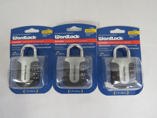 Group of 3 New Wordlock PL-096-A1 Resettable 4 Dial Combination Locks ...