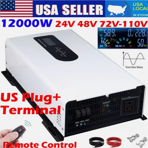 6000W 12000W 24V 48V 72V to 120V Pure Sine Wave Power Inverter Remote ...