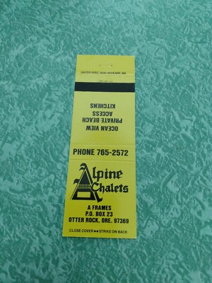 Vintage Matchbook Collectible Ephemera O4 otter Rock Oregon Alpine ...