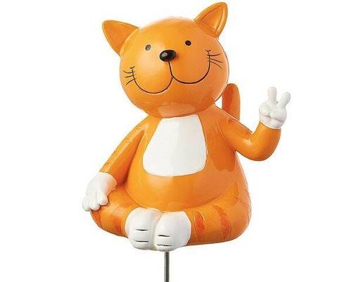 Garden decoration - Oommh cat ( yoga cat) with victory sign | eBay