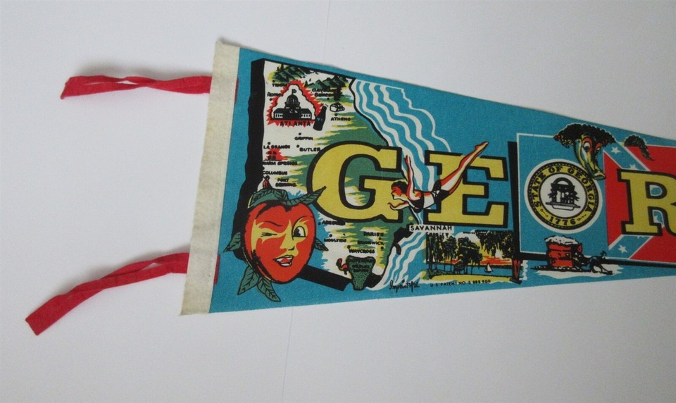 Vintage Georgia Pennant with Landmarks- Imprint Art | eBay UK
