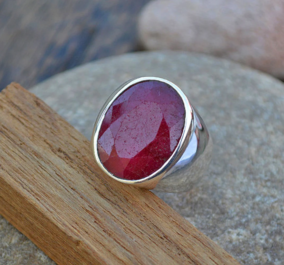 Natural Ruby Men's Ring 925 Sterling Siler Men's Signet Ring Anniversary Gift | eBay