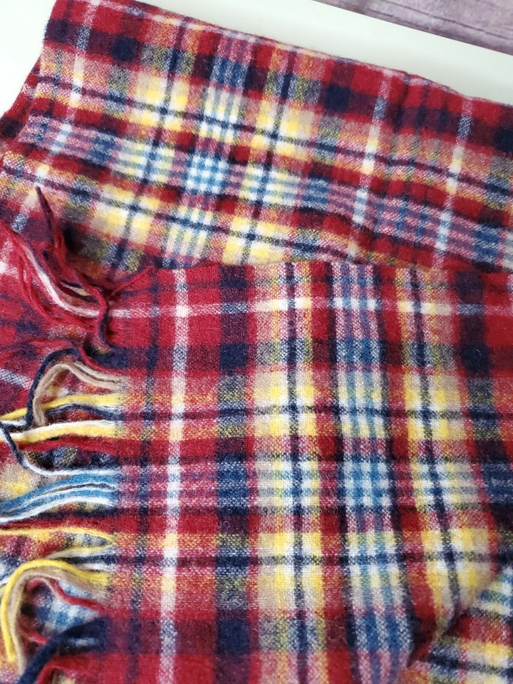 PENDLETON Scarf 100% PURE WOOL Plaid 52" X 12 3/4" Red, Blue, White ...