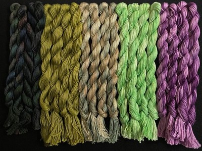 20xNeedlepoint/Embroidery THREAD HandDyed 6ply cotton Fls-4 of grens ...