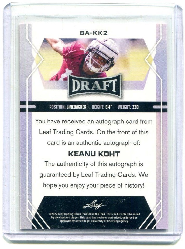 2022 Leaf Draft Keanu Koht Red Auto RC | eBay