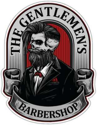 The Gentleman Barbershop Haircut Skull Car Bumper Window Sticker Decal ...