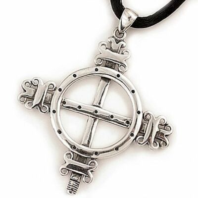 Silver Odin Cross, Viking Sun Cross, Celtic Cross Pendant with 20 ...