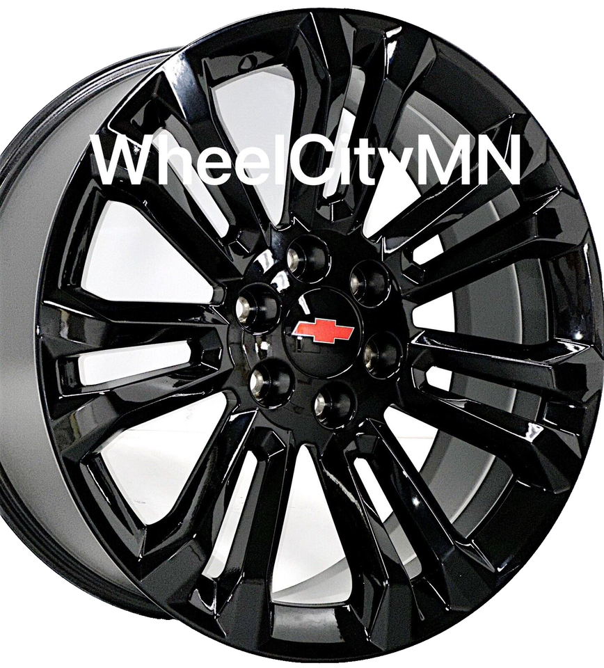 22" gloss black OE replica 5666 wheels fits Chevy Tahoe Silverado 1500 ...