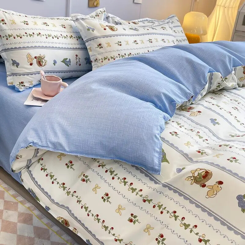 Vintage Floral Bedding Set Duvet Cover Flat Bed Sheet Pillowcases ...