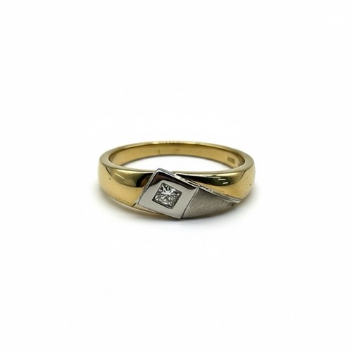 18ct 18K Yellow Gold 20 Point Diamond Men’s Signet Ring Size V1/2 ...