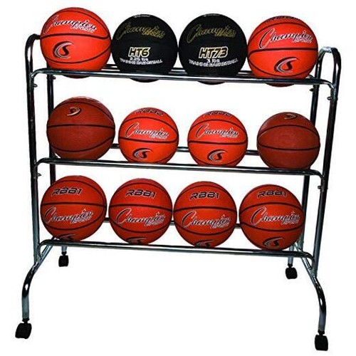 Chrome Frame Rolling Basketball Storage Cart - Classic (12 Ball ...
