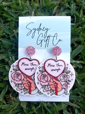 Pink glitter Inspirational women quote acrylic dangle drop Earrings ...