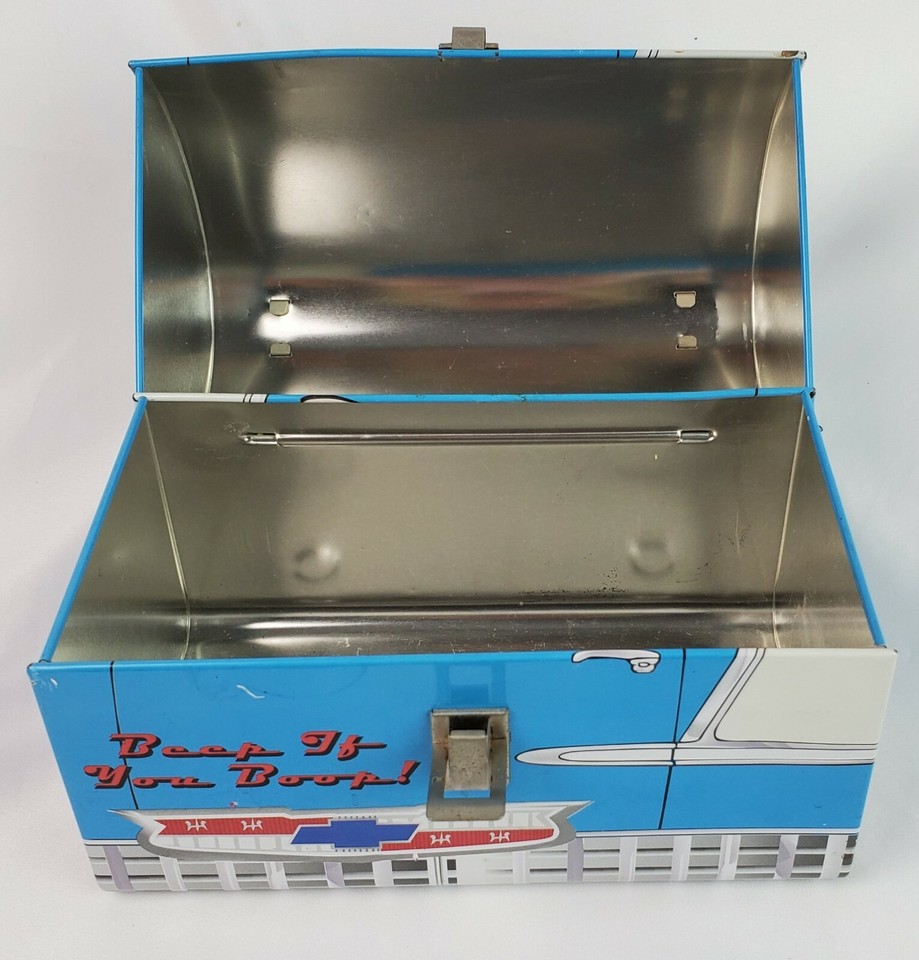 Chevy Betty Boop Dome Lid Tin Metal Lunch Box Chevrolet 2001 GM Vandor ...