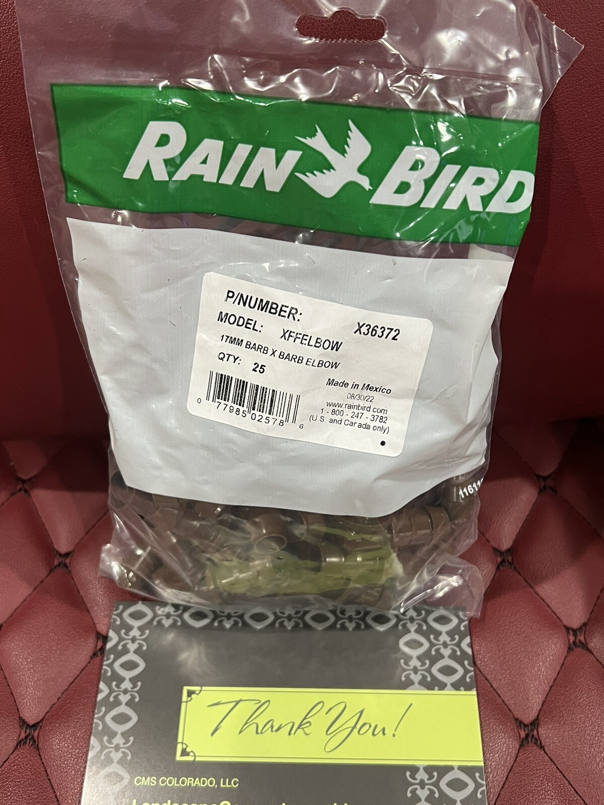 25 Rain Bird XFFELBOW - 17mm Barb x Barb Elbow Dripline Fitting X36372 ...