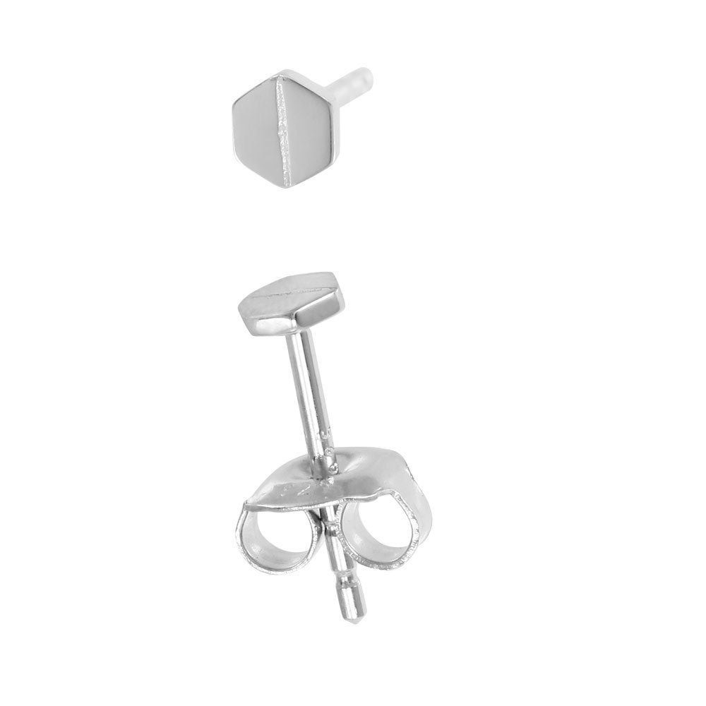 925 STERLING SILVER Flat Hexagon Shaped Stud Earrings / NEW DESIGN!! | eBay