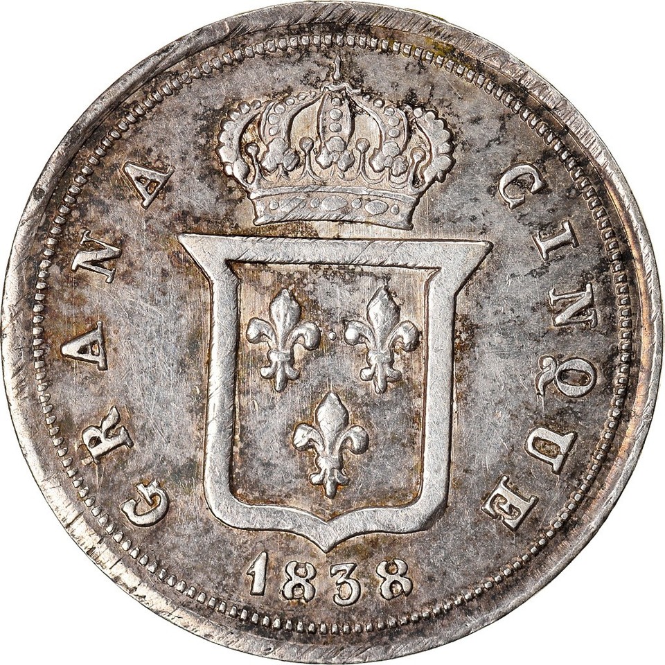Münze, Italien Staaten, NAPLES, Ferdinando II, 5 Grana, 1838, SS+ ...