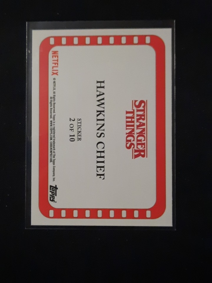 2018 Topps Stranger Things Sticker Hawkins Chief #2 Netflix Horror Z5 ...
