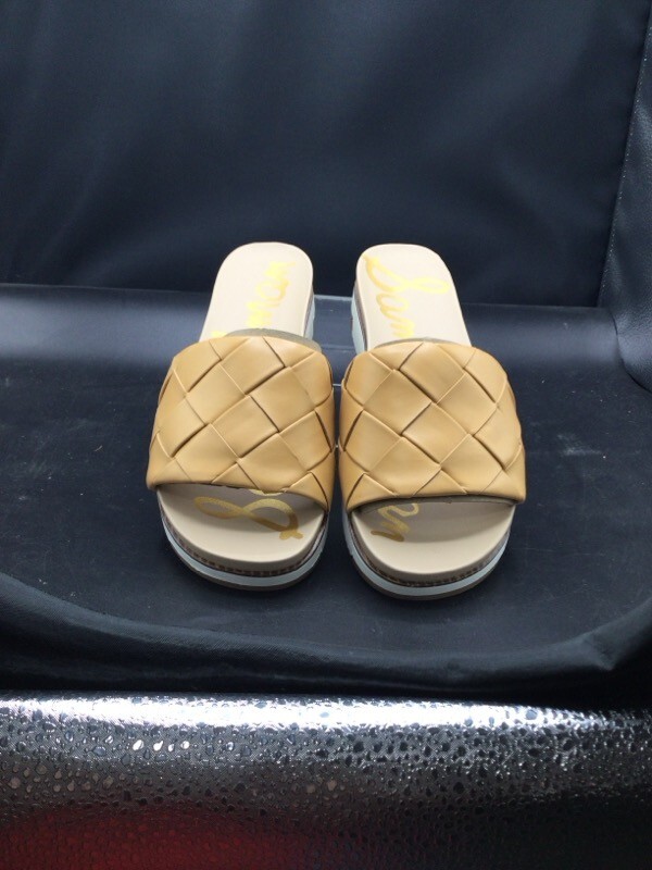 SAM EDELMAN Adaley Sand Leather Woven Leather Slip-On Slide Sandals ...