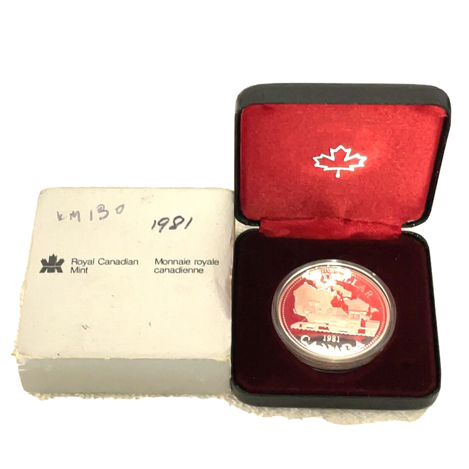 1981 Canada Dollar $1 Transcontinental Railroad .500 Silver Proof Coin ...