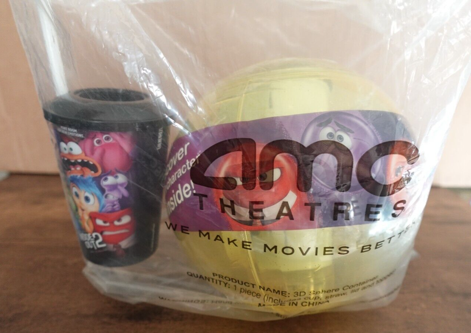 AMC Inside Out 2 Popcorn Bucket & Cup W/ Mystery Topper NEW SEALED ...