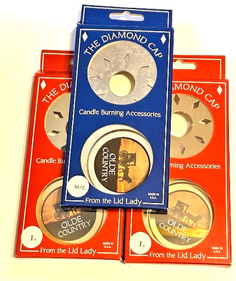 3 Pack Lot The Diamond Cap by the Lid Lady Metal Diamond Candle Caps ...
