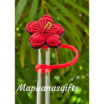 Hawaii Edition Red Hibiscus Flower Straw Toppers | eBay
