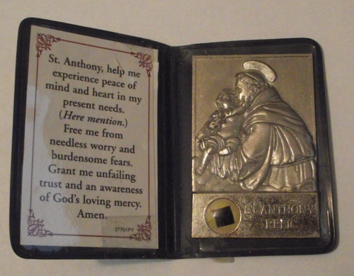Patron St Saint Anthony pray for us relic medal prayer card pocket ...