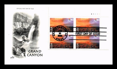 US COVER GRAND CANYON NATIONAL PARK 60C AIR MAIL FDC PLATE BLOCK ...