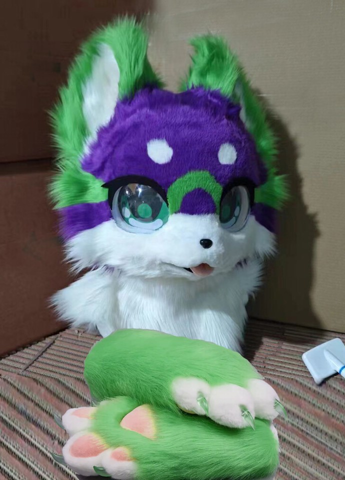 Fursuit Husky Fox Mascot (head + PAWS) Halloween Party Fur Cosplay 309 ...