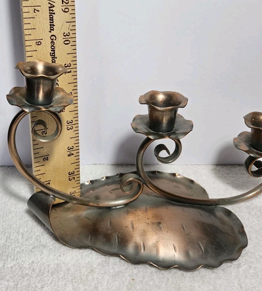 Vtg Gregorian Hand Hammered Copper Candlestick Holder Crown Numbered ...