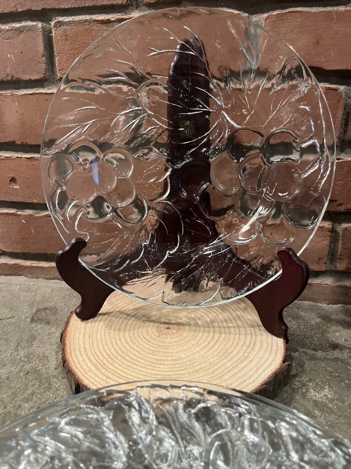 (5) Vintage Clear Embossed Glass Dinner Plates Grape Motif KIG ...