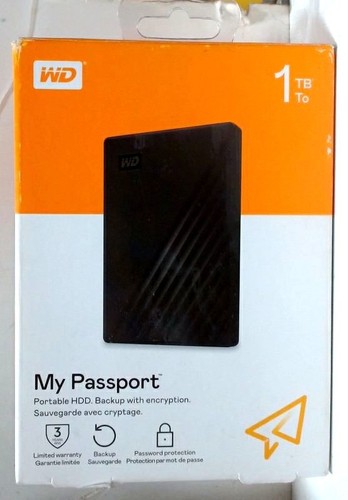 NEW OPEN BOX WD WDBYVG0010BBK-WESN My Passport External Hard Drive, 1TB ...
