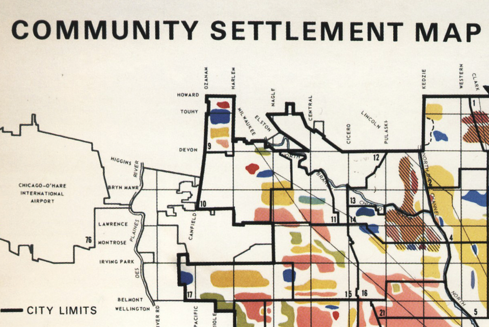 Historic vintage poster "Chicago Community Settlement Map 1950" | eBay