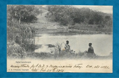 1904 PC NATAL LANDSCAPE - NATIVES BY LAKE - LADYSMITH NATAL POSTMARK ...