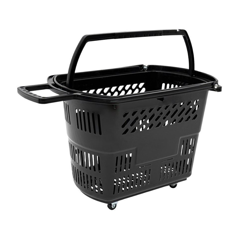6PCS Rolling Shopping Baskets with Wheels - 35L Durable Plastic Carts ...