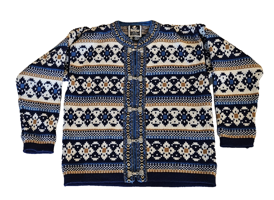 Vtg Nesjar Nordic Floral Cardigan Sweater Women's Multicolor 100% Wool ...