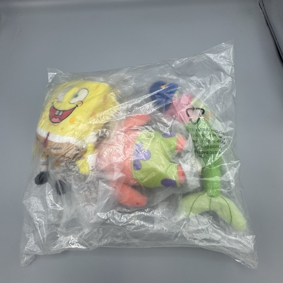 2004 SpongeBob Squarepants Movie Set of 3 Plush SpongeBob Patrick ...