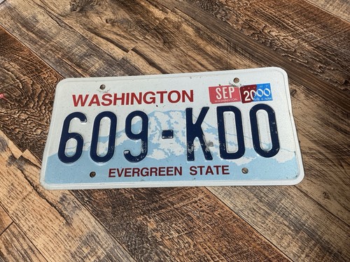 Vintage Washington License Plate Evergreen State 609-KDO Mountain Back ...