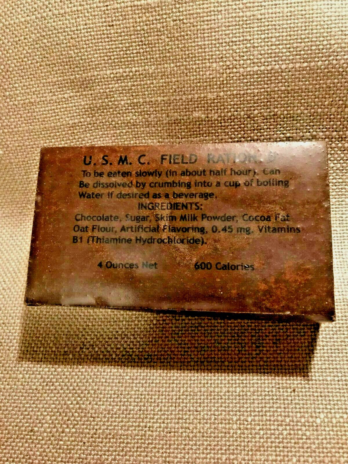 WWII USMC Marine Corps Chocolate D-Bar 4 oz. Cracker Jack Co, | eBay