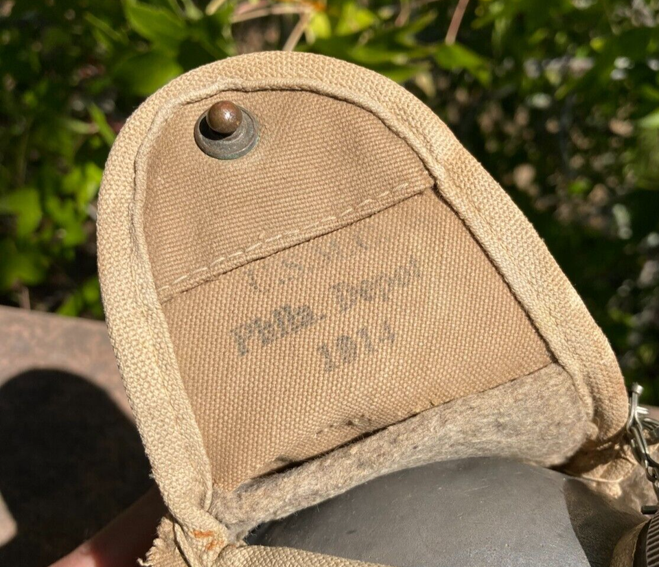 WW1 USMC US Marine Corps P1912 Canteen Set 1914 Eagle Snap w/ Spun ...