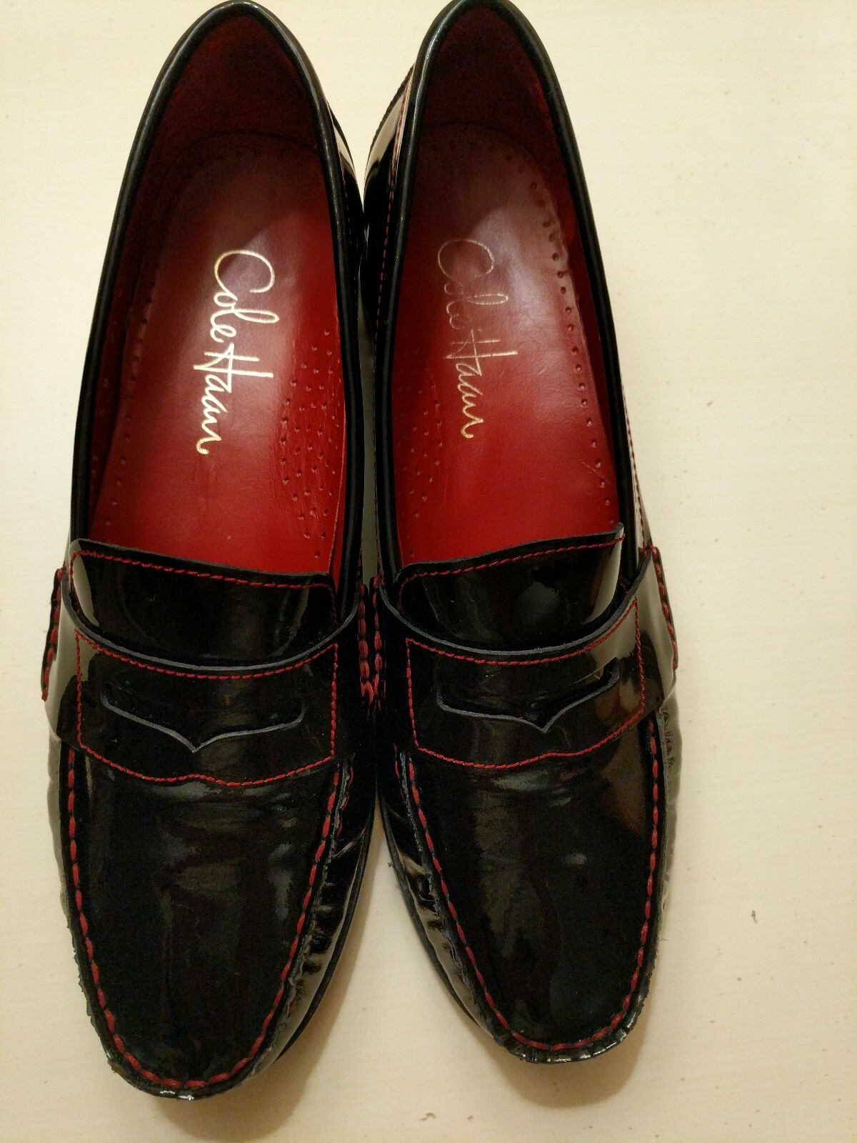 Alexa Penny Mocasin Black Panther Leather With Red Li… - Gem