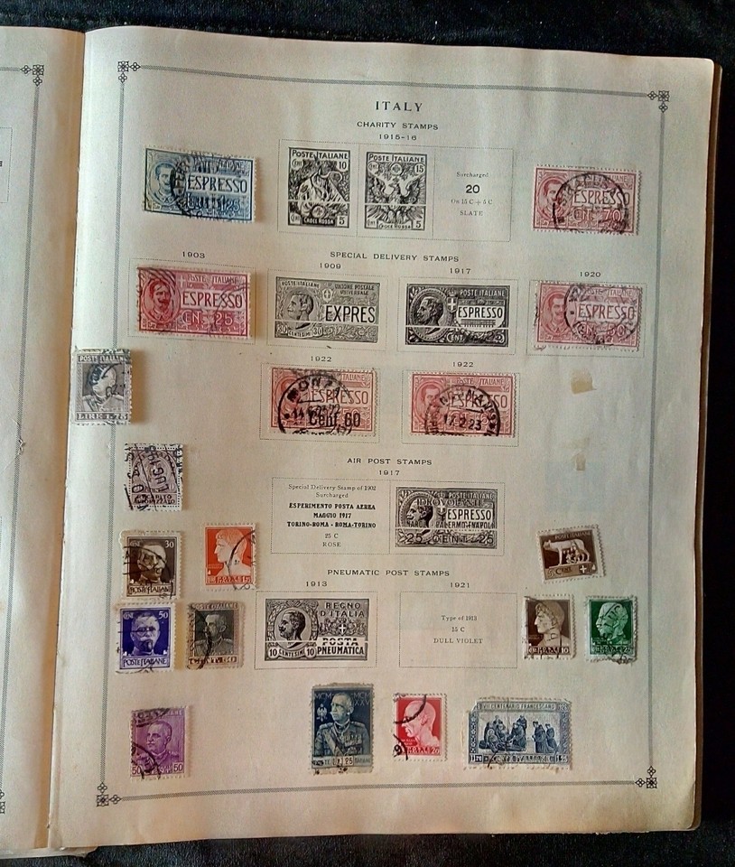 Antique International Postage Stamp Album circa 1900-1925 with 570 ...