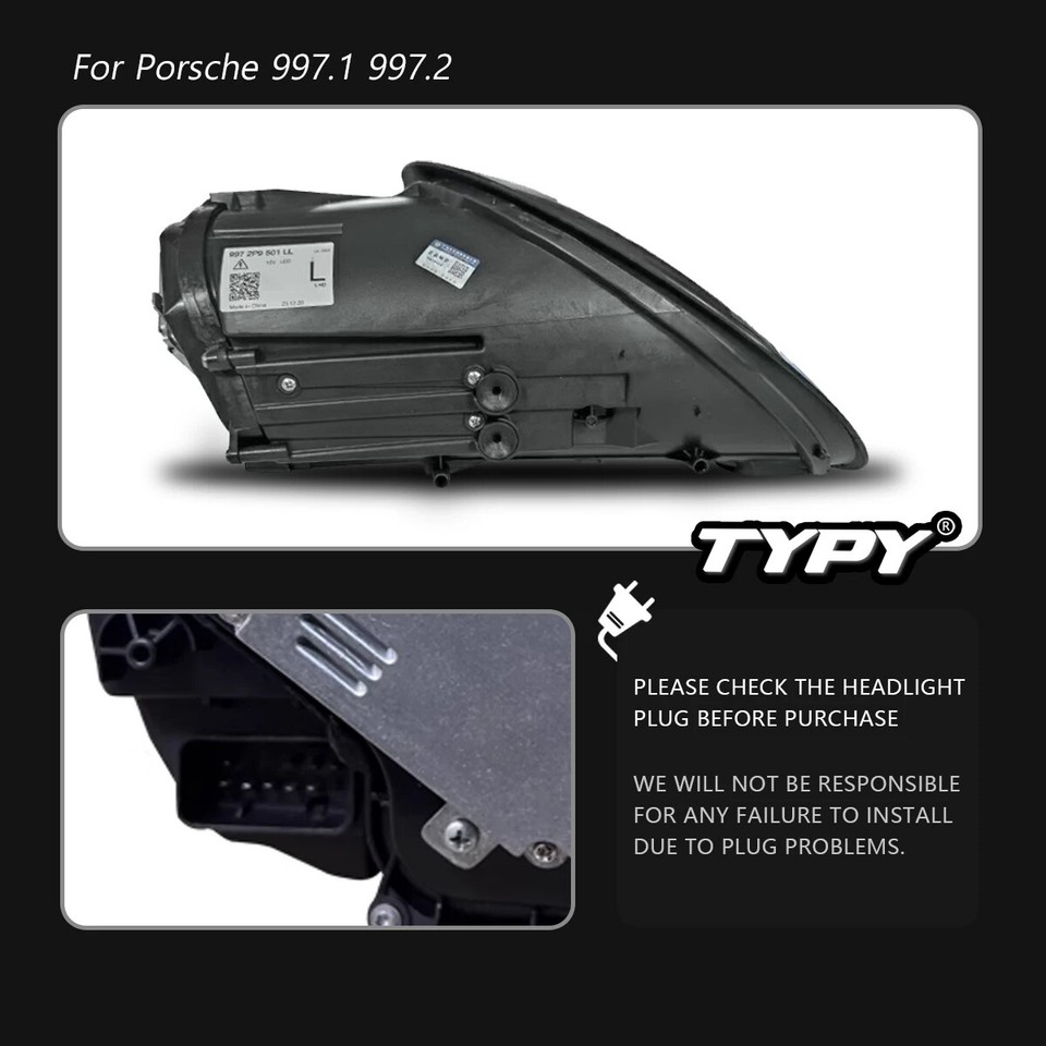 For Porsche 911 997 Headlight LED Laser Matrix lamps Projector DRL Plug ...