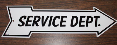 Service Department Right Arrow Shaped White on Black Aluminum Sign 17 ...