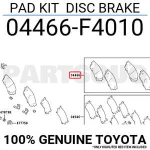 04466F4010 Genuine Toyota PAD KIT DISC BRAKE 04466-F4010 | eBay