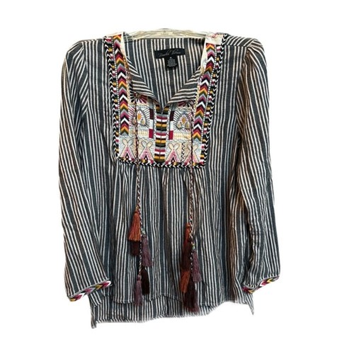 Brandon Thomas Sz Medium Black White Embroidered Boho Gypsy Johnny Was ...