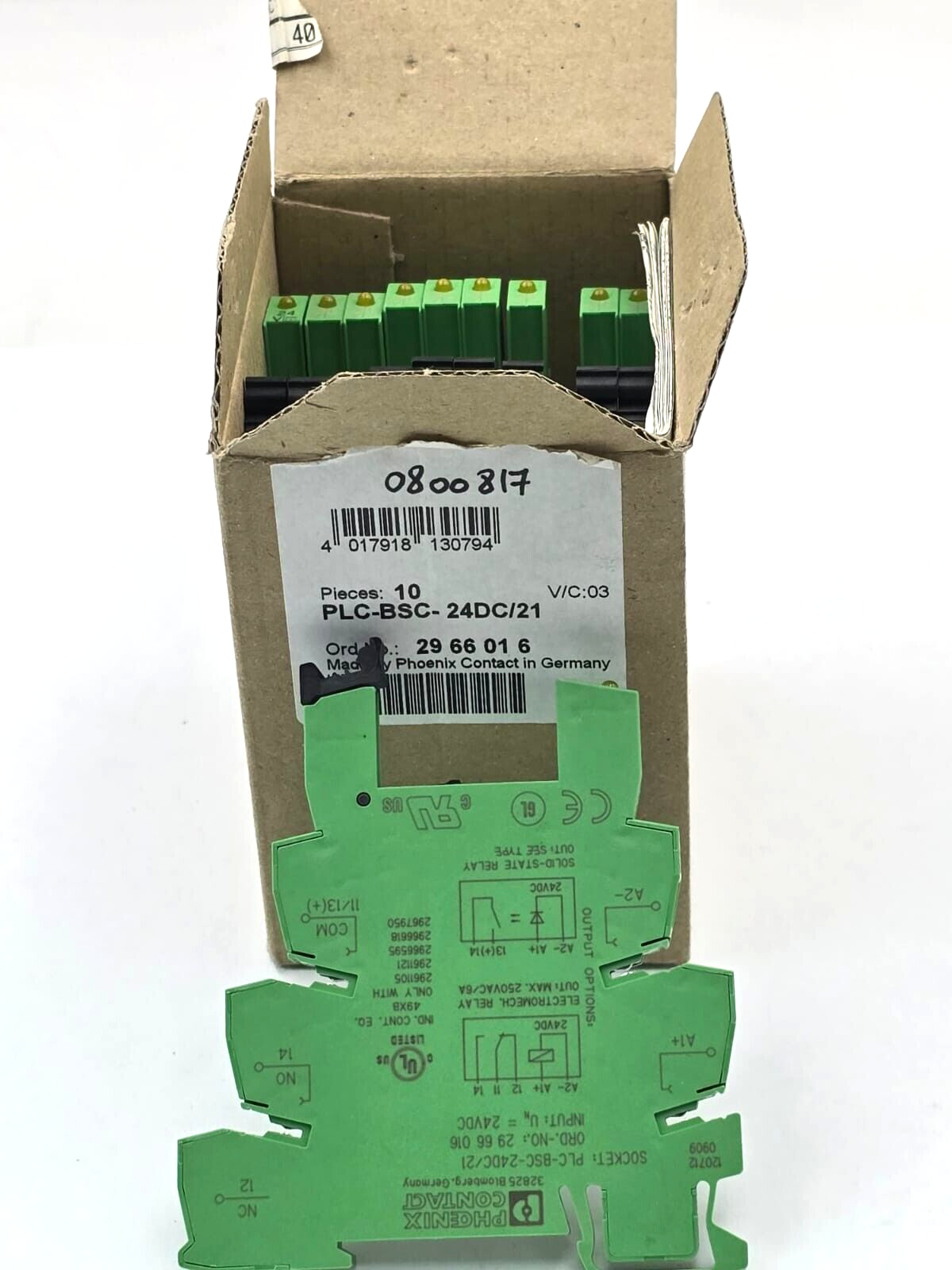 Box of 10 / NEW Phoenix Contact PLC-BSC- 24DC/21 Terminal Blocks ...