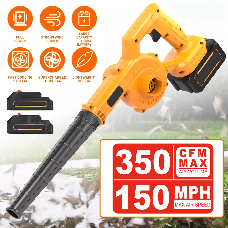 Portable Leaf Blower Cordless Handheld Electric Leaf With 2Batteries ...