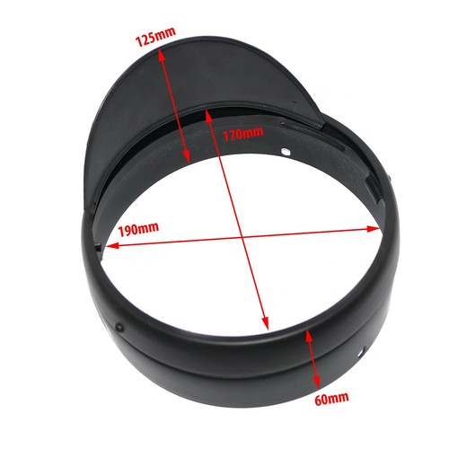 7'' Headlight Inner Outer Rim + shade Peak Black For Royal Enfield ...