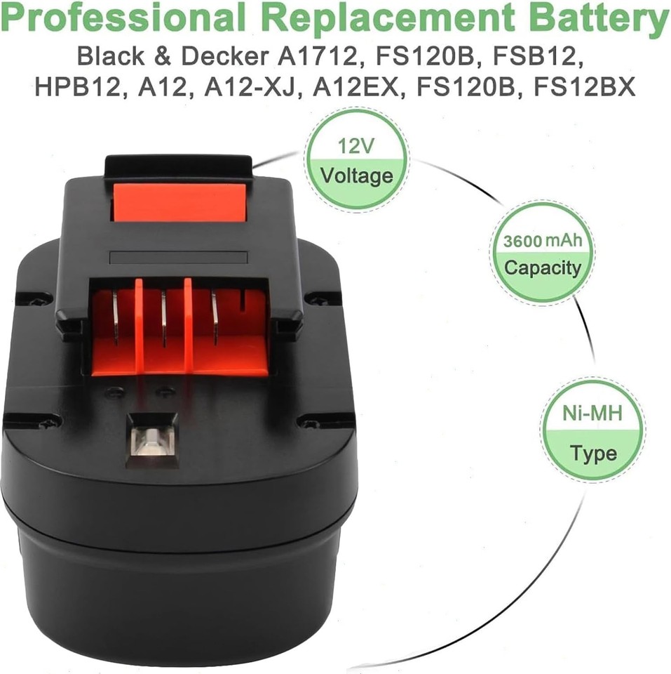 2Pack HPB12 4.8Ah for Black and Decker 12V Battery Firestorm FSB12 ...